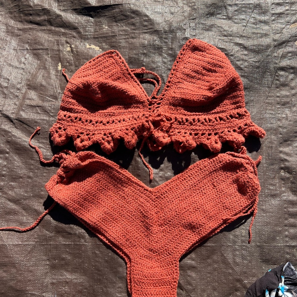 2 Piece Hand Crocheted Bikini/ Lingerie Set In Burnt … - Gem